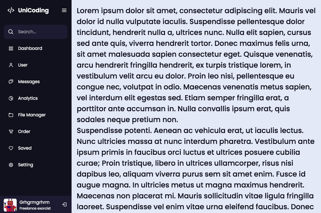 Responsive Sidebar Menu | Unicoding